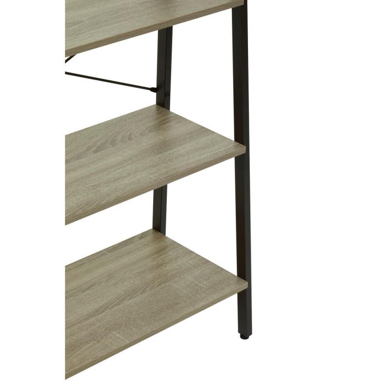 Four Tier Grey Oak Veneer Ladder Shelf Unit - veebees